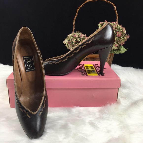 Vaneli | Shoes | Vintage Vaneli Brown Leather High Heeled Shoes | Poshmark